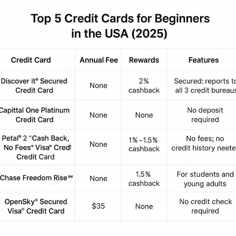 Best Beginner Credit Cards in the USA (2025) – No Annual Fees + Easy ...